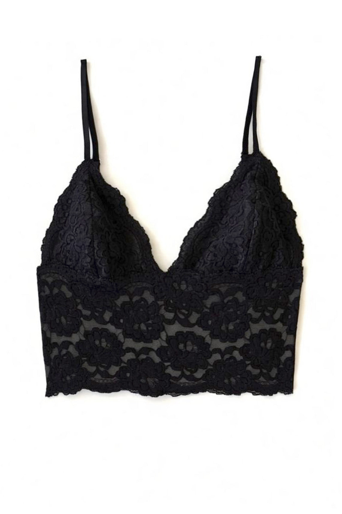 Echo Longline Lace Bralette in Black Deadstock Lace | Clare Bare
