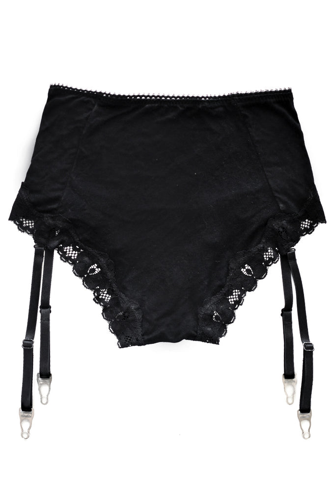 Orion High Waist Garter Short in Black Tencel Modal Jersey | Clare Bare